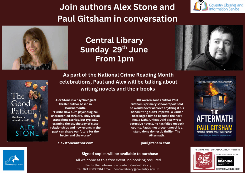 Alex Stone and Paul Gitsham in coversation - National Crime Reading Month